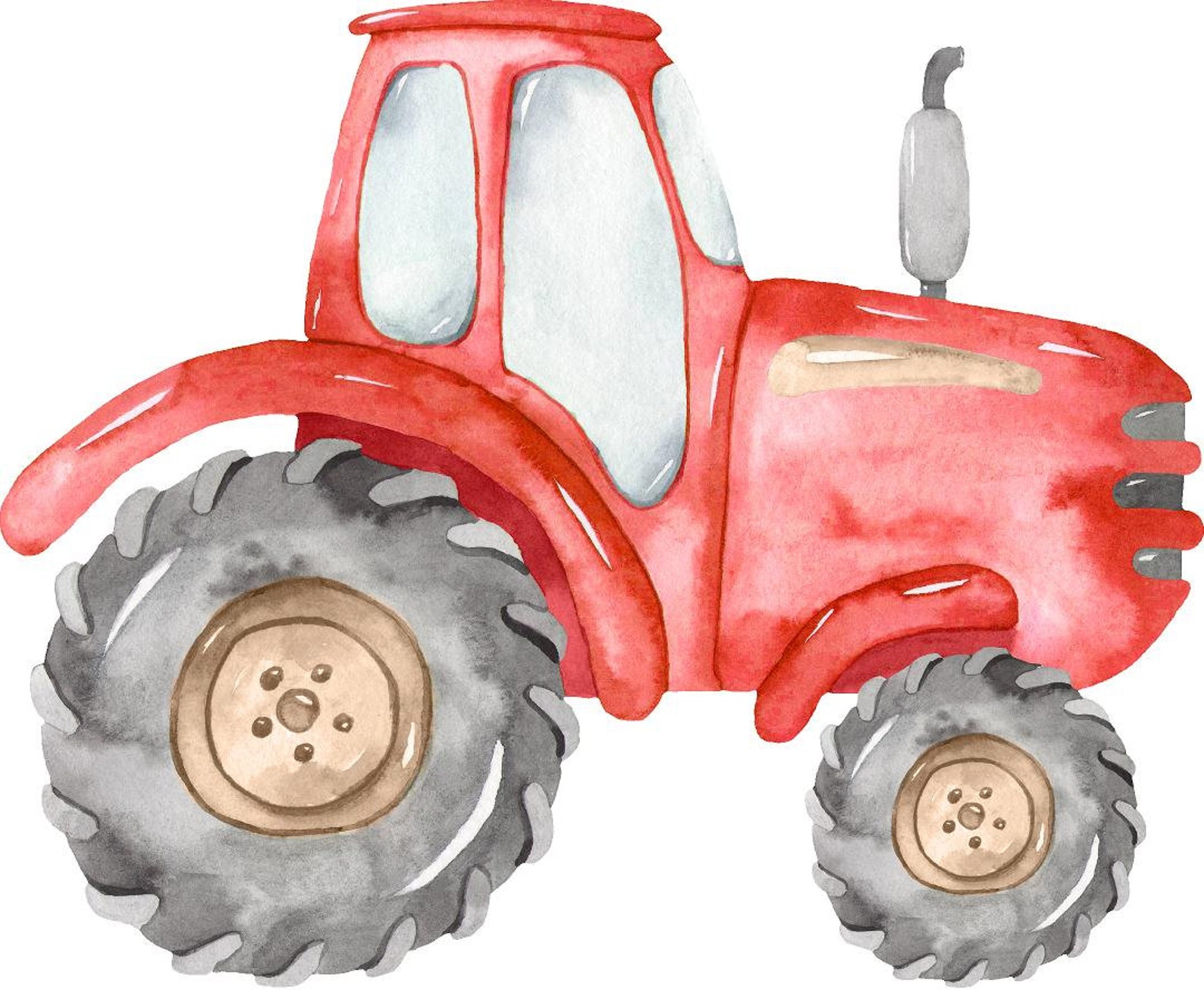 Watercolor Red Farm Tractor Wall Decal Cartoon Tractor Wall - Etsy
