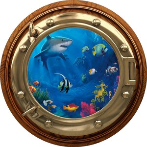 Port Scape Ocean Life Porthole Window Wall Sticker Decal Graphic ...