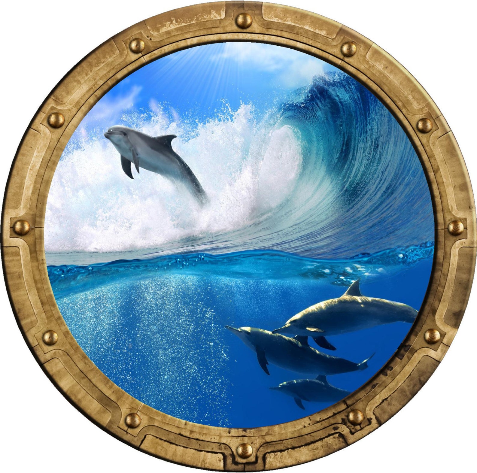 Port Scape DOLPHIN 3 Porthole Window Wall Sticker Graphic - Etsy