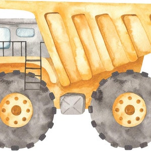 Watercolor Dump Truck Wall Decal Cartoon Construction Transportation ...
