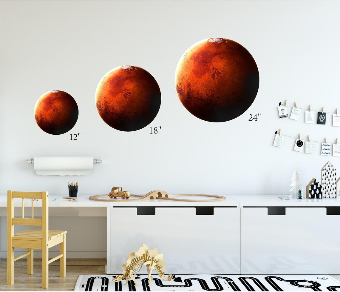 Mars Wall Decal Planets Solar System Removable Vinyl Peel and - Etsy