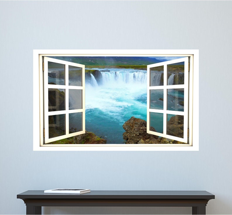3D Waterfall Window Scape Blue Falls Wall Sticker Decal Mural - Etsy