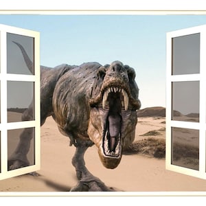Windowscape T-rex Dinosaur 3D Window Wall Decal Dino Removable Fabric ...