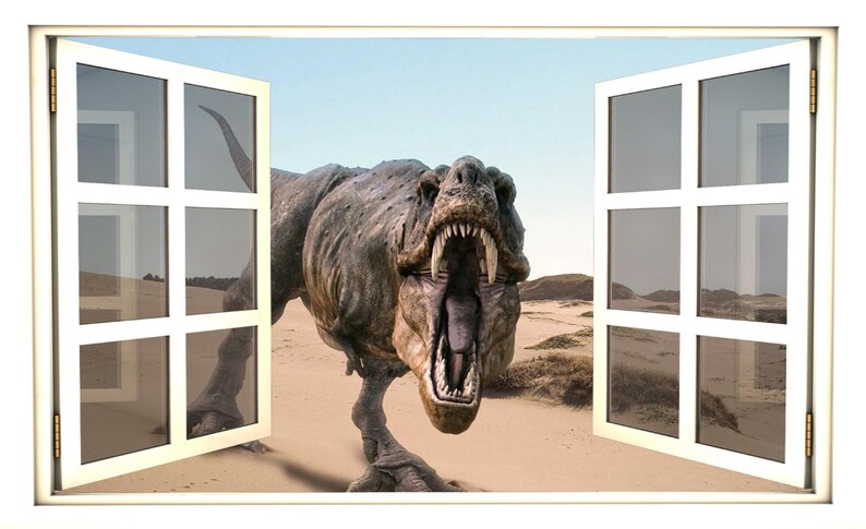 Windowscape T-rex Dinosaur 3D Window Wall Decal Dino Removable Fabric ...