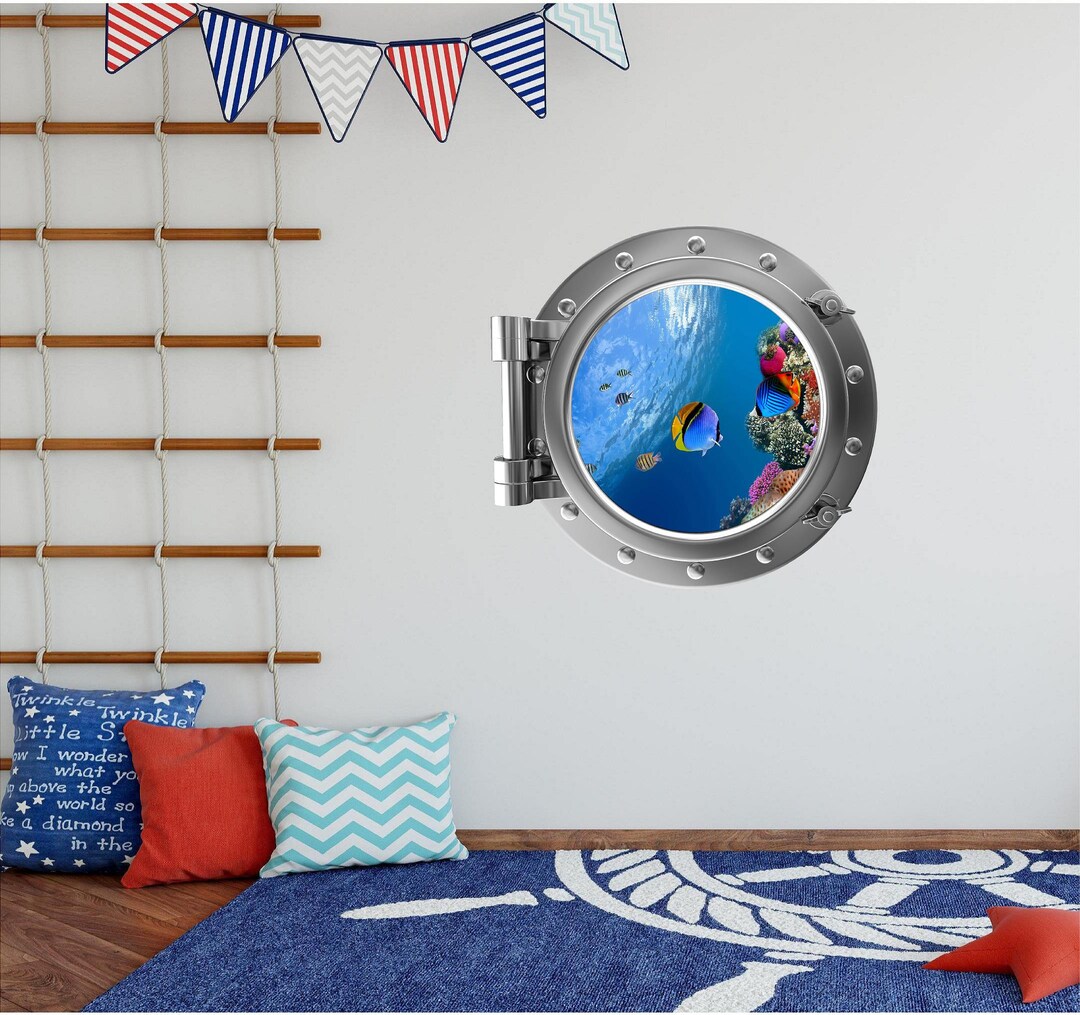 Tropical Reef Life #2 Porthole Wall Decal Port Scape Vinyl Sticker ...