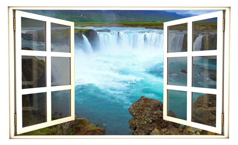 3D Waterfall Window Scape Blue Falls Wall Sticker Decal Mural - Etsy