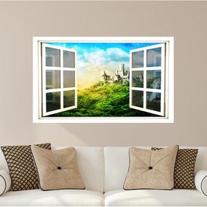 Window Scape Castle #1 3D Window Wall Decal Sticker Mural Removable ...