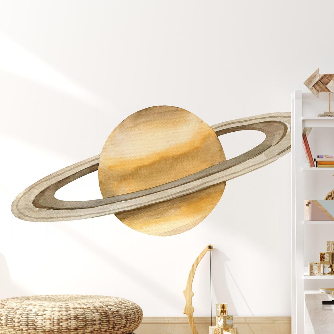 Saturn Planet Wall Decal | Space Wall Sticker | Removable Fabric Earth ...
