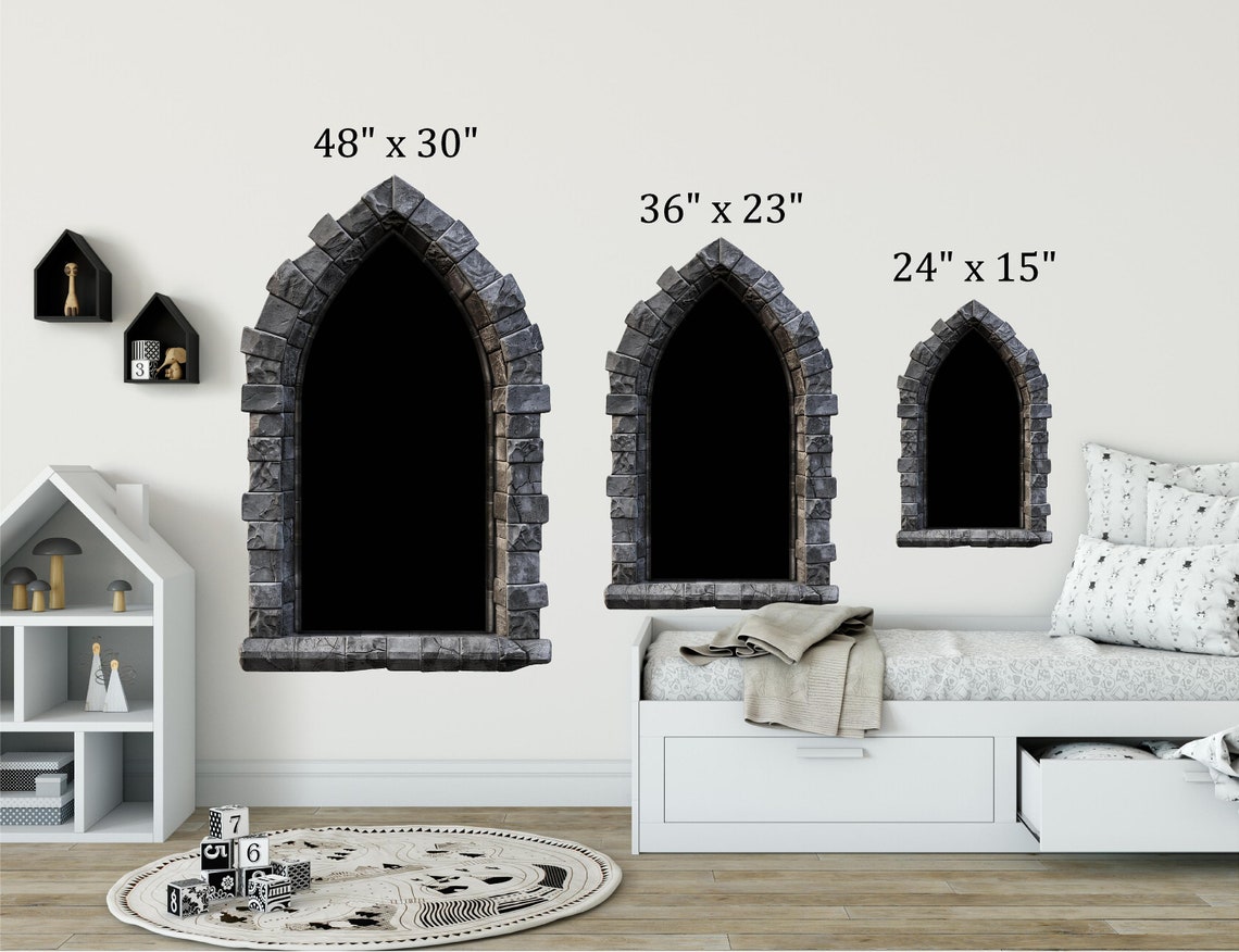 Castle Window Wall Decal - Mythical Ice Dragon - Fantasy Wall Art ...