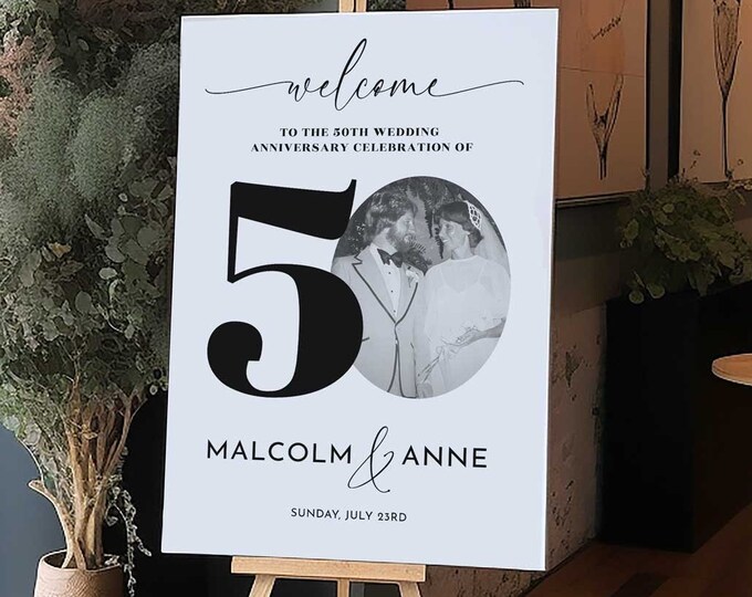 Wedding Anniversary Welcome Sign Any Year Golden Anniversary Poster ...