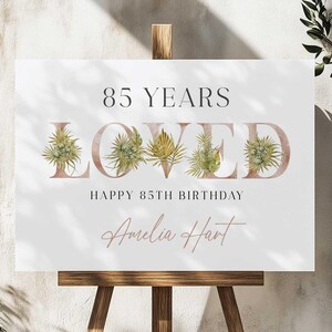 85th Birthday Welcome Sign: Rose Gold Floral Party Decor (digital ...