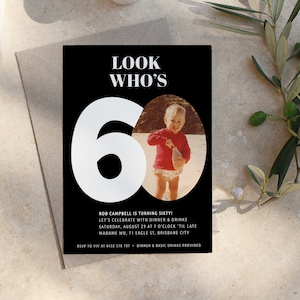 Look Who's 60 60th Invitation with photo 60th Birthday | Etsy