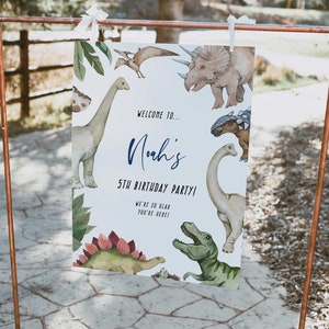 Dinosaur Welcome Sign, Dinosaur Birthday Welcome Sign, Jurassic, Trex ...