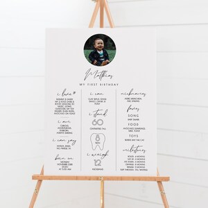 Editable Birthday Photo Milestone Sign, Minimalist Milestone Board ...