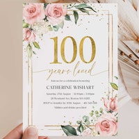 Wildflower 100th Birthday Invitation, 100 Years Loved Invite, Photo ...