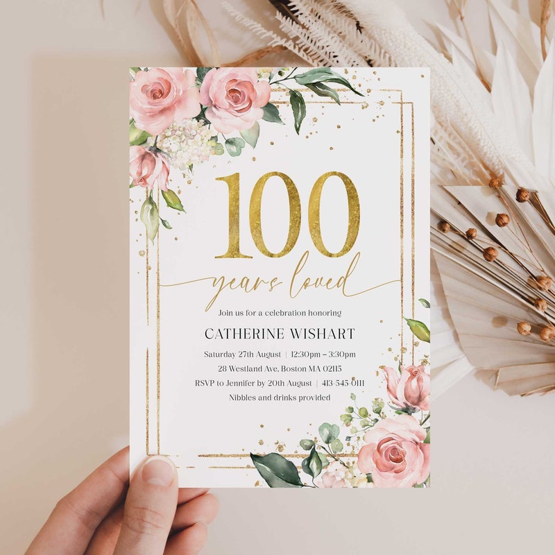 100th Birthday Invitations - Etsy