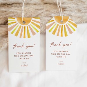 Sun Birthday Thank You Tag, First Trip Around the Sun Favor Tag, Favour ...
