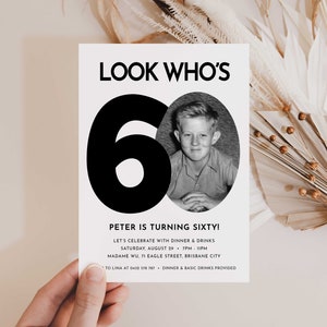 60th Birthday Welcome Sign, Look Who's 60, 60th Birthday Photo, Simple ...