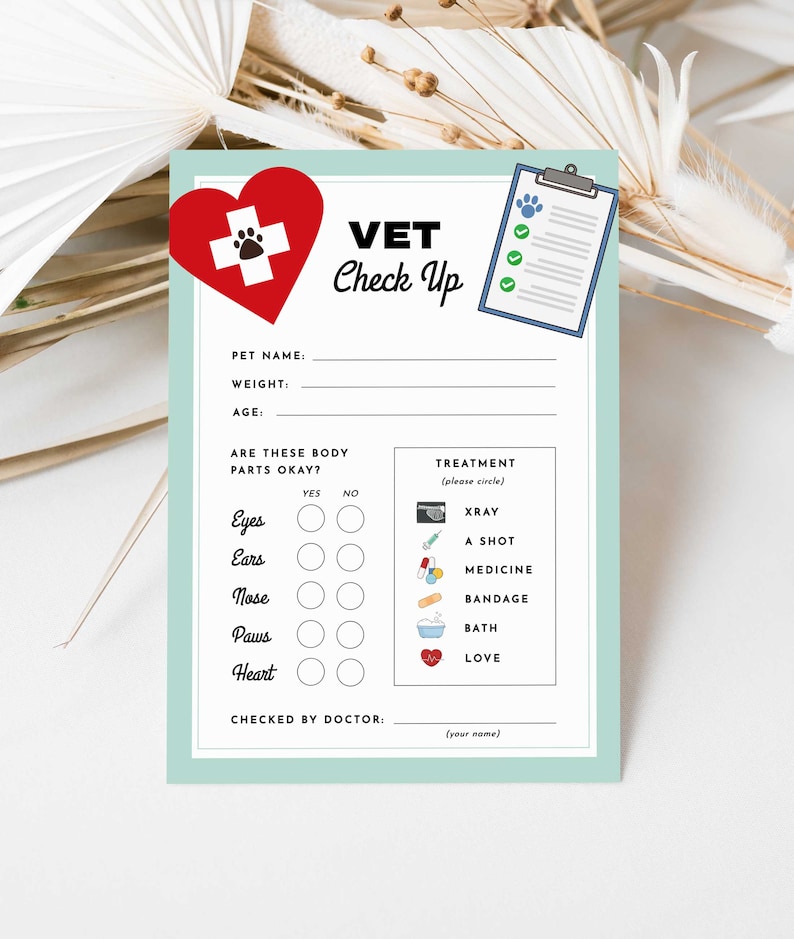 Vet Check up Sheet Pet Check up Exam Sheet Printable Dog - Etsy