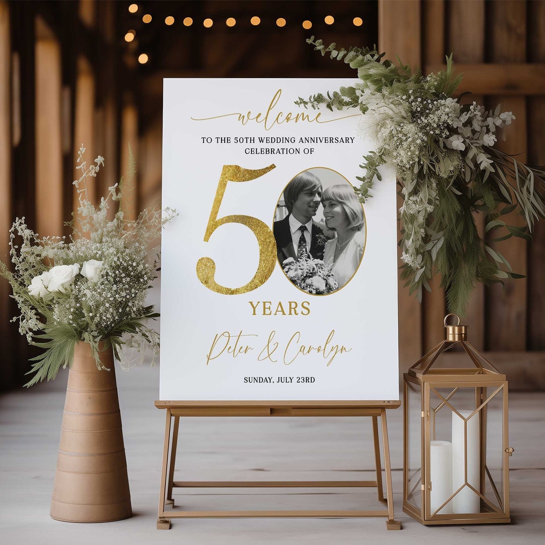 50th Wedding Anniversary Sign Poster Board, 50th Anniversary Decor ...