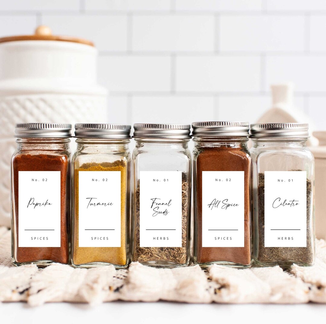 EDITABLE Spice Jar Labels Template, Modern Minimalist Handwritten Spice ...
