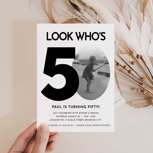 Editable 50th Invitation With Photo Look Who's 50 50th - Etsy