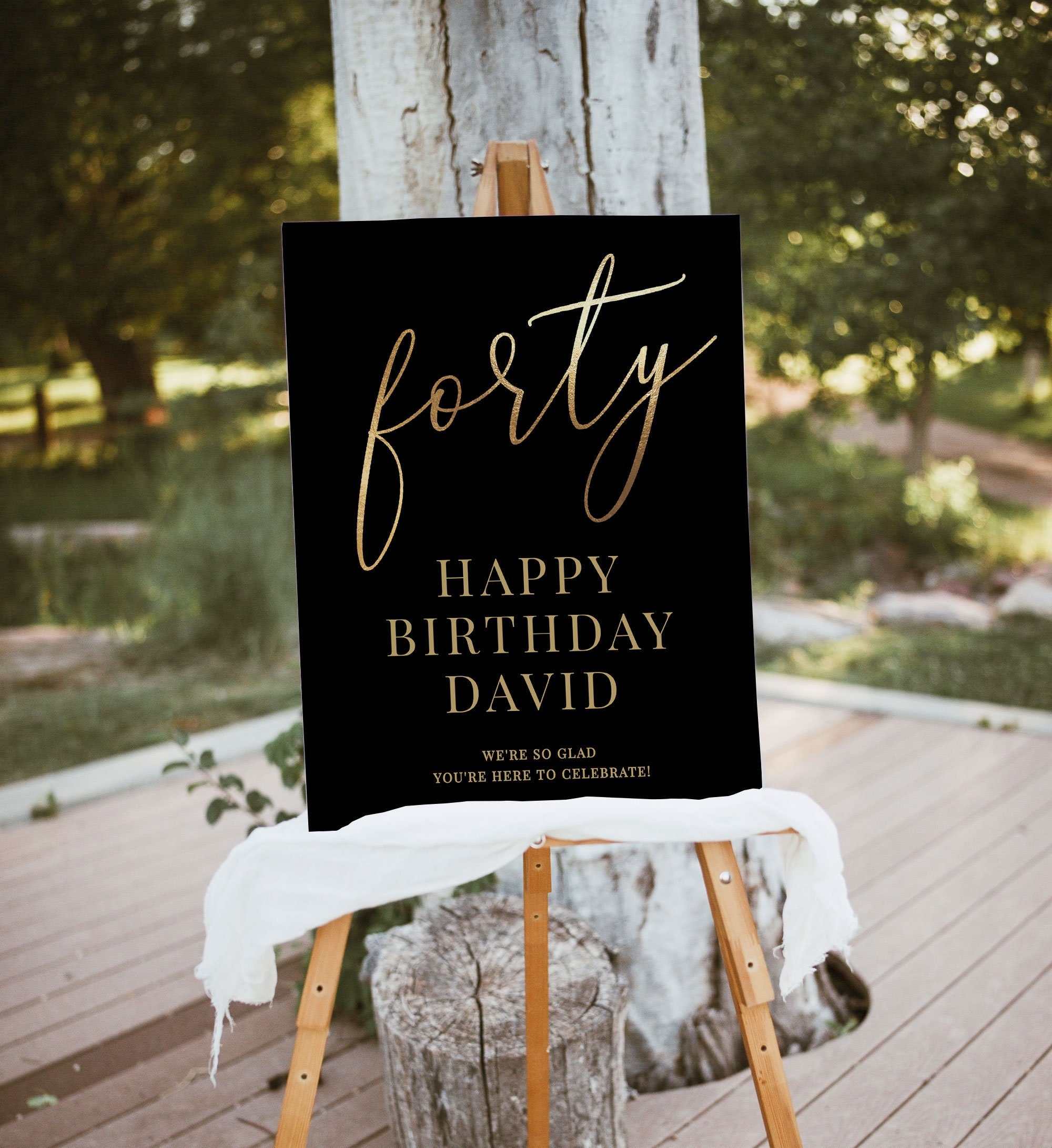 Gold Foil 40th Birthday Welcome Sign, Simple 40th Black and Gold Poster ...