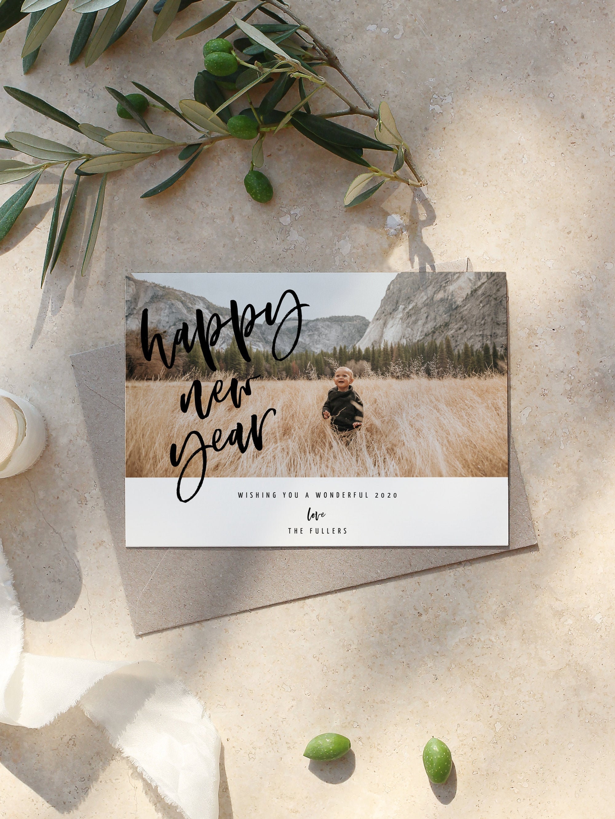 EDITABLE Happy New Year Cards With Photo, Happy New Year Card Template ...