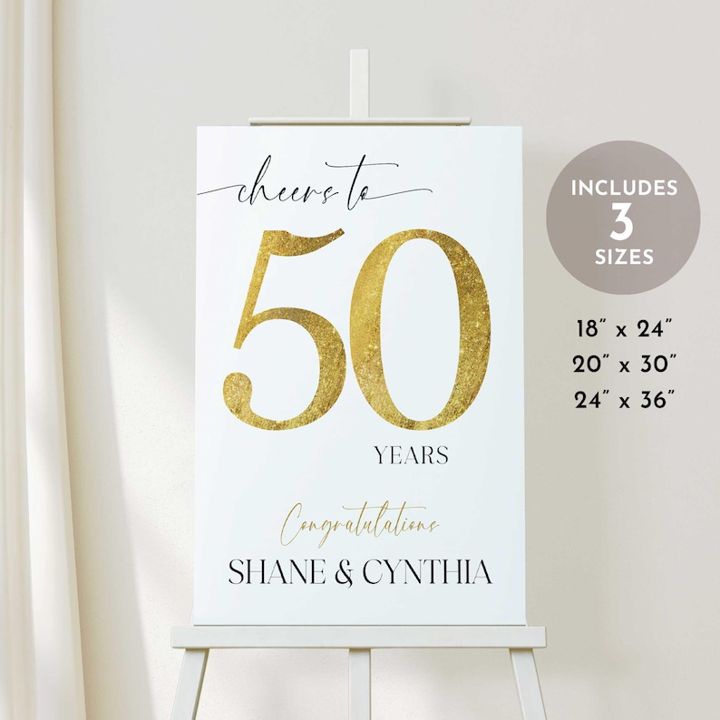 50th Anniversary Welcome Sign: Golden Wedding Decor (digital Download ...