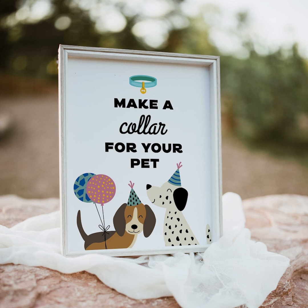 Make a Collar Sign, Printable, Dog Birthday Party Sign Template, Puppy ...