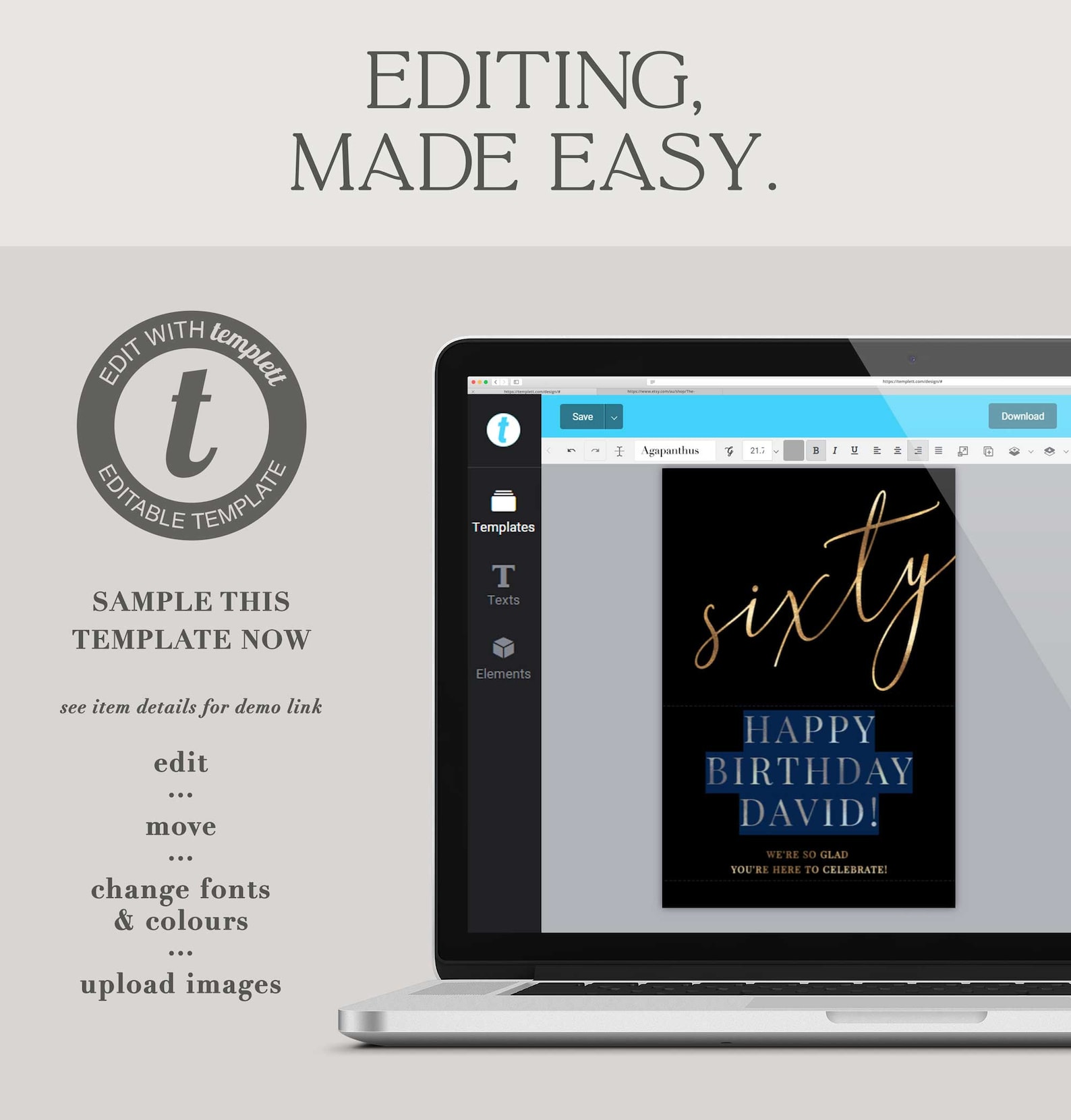 MACI Gold Foil 60th Birthday Welcome Sign Simple 60th Black - Etsy