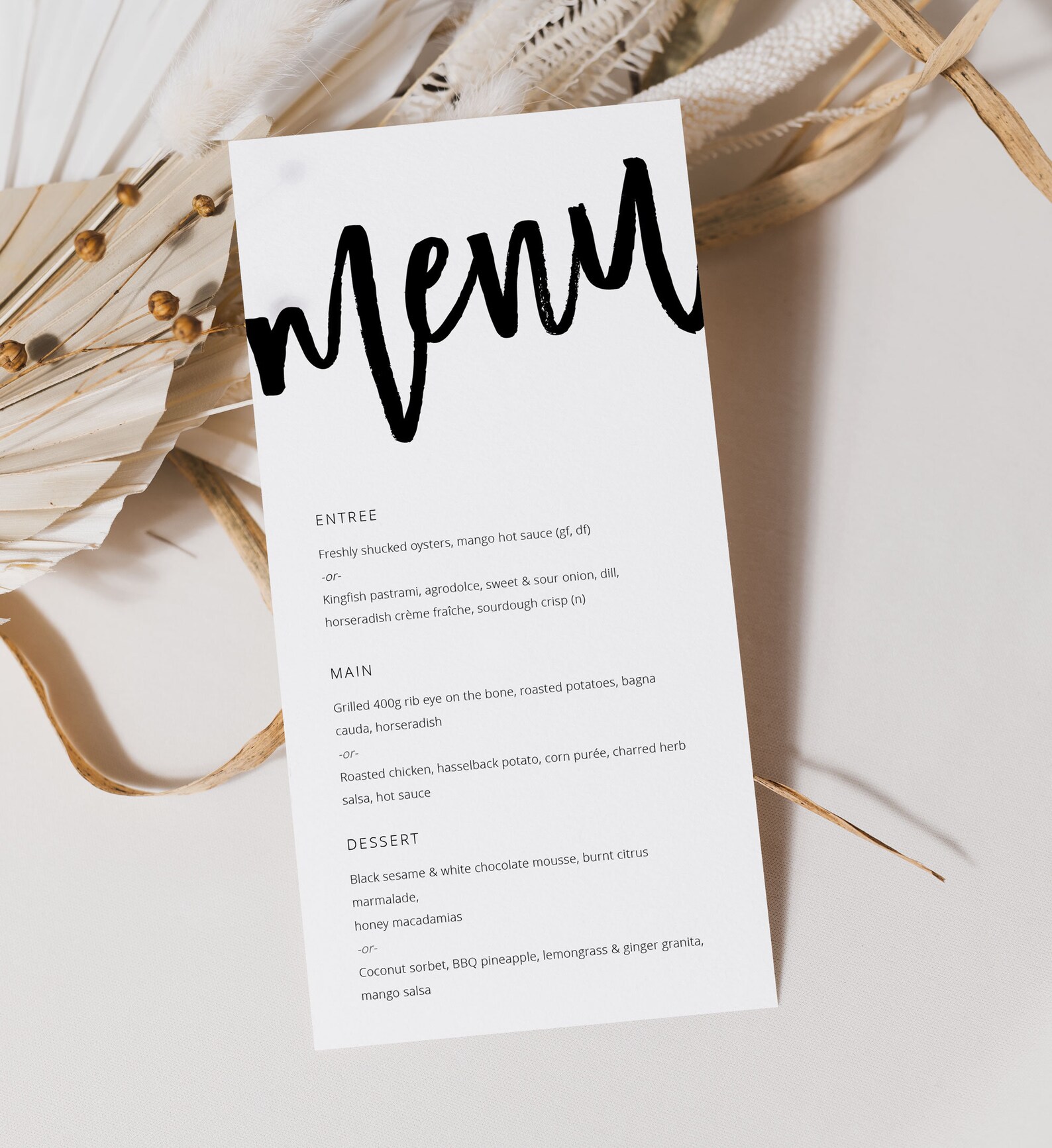 Modern Menu Template Black and White Menu Script Menu | Etsy