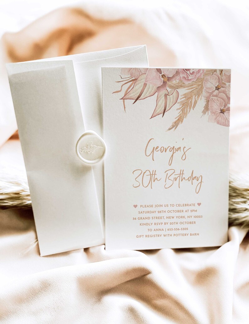 Boho 30th Birthday Invitation Instant Download, Boho Birthday ...