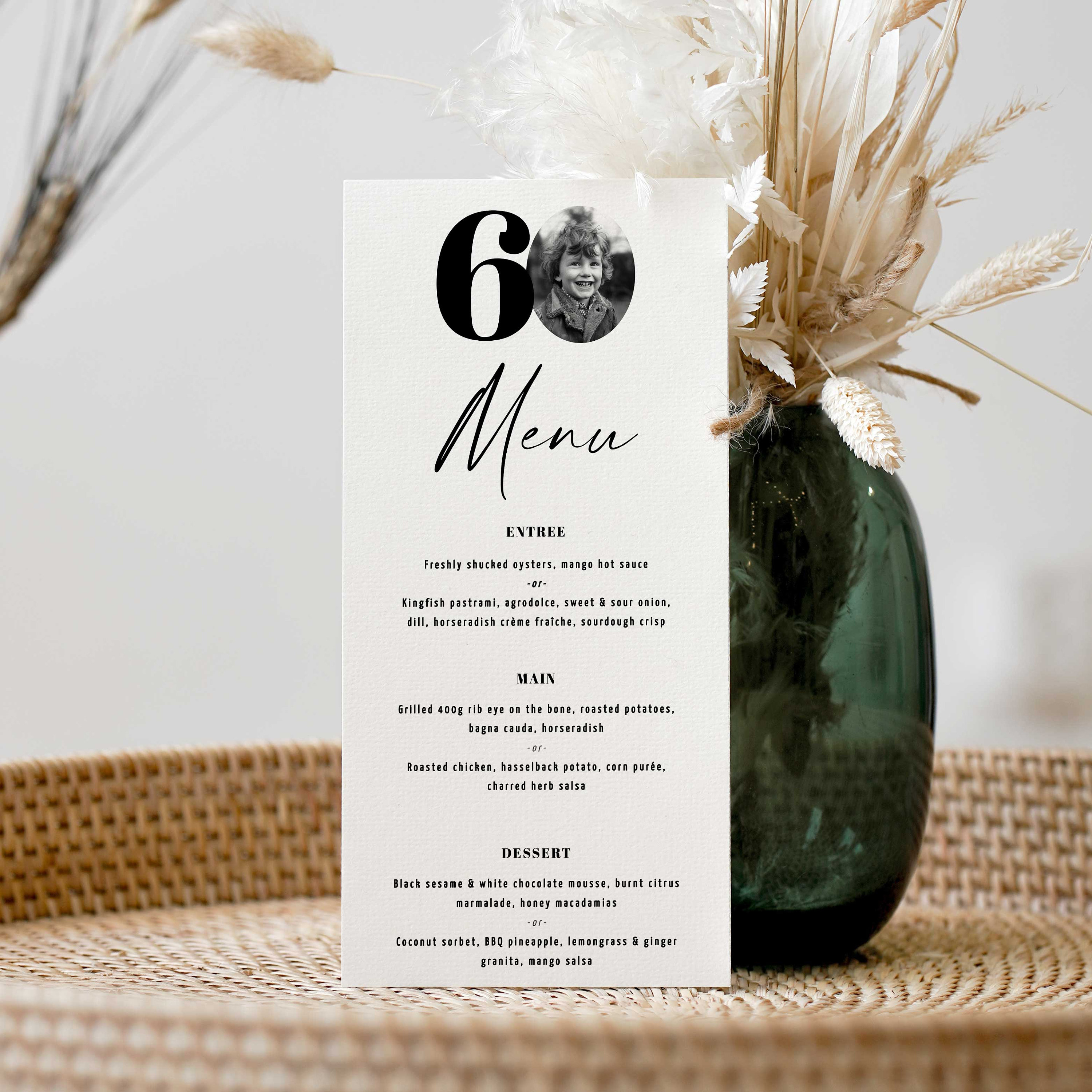 Modèle de menu pour le 60e anniversaire, menu du dîner du 60e ...