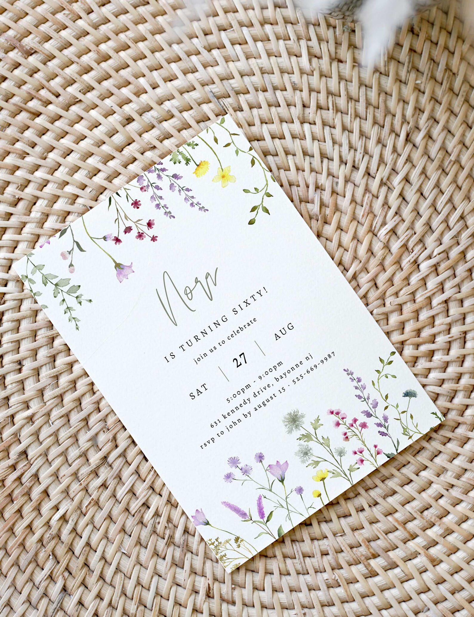 Wildflower 60th Birthday Invitation Wildflowers Womens - Etsy