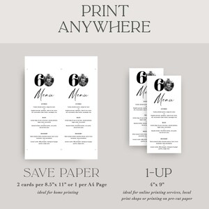 60th Birthday Menu Template, 60th Birthday Dinner Menu, 60th Menu Card ...