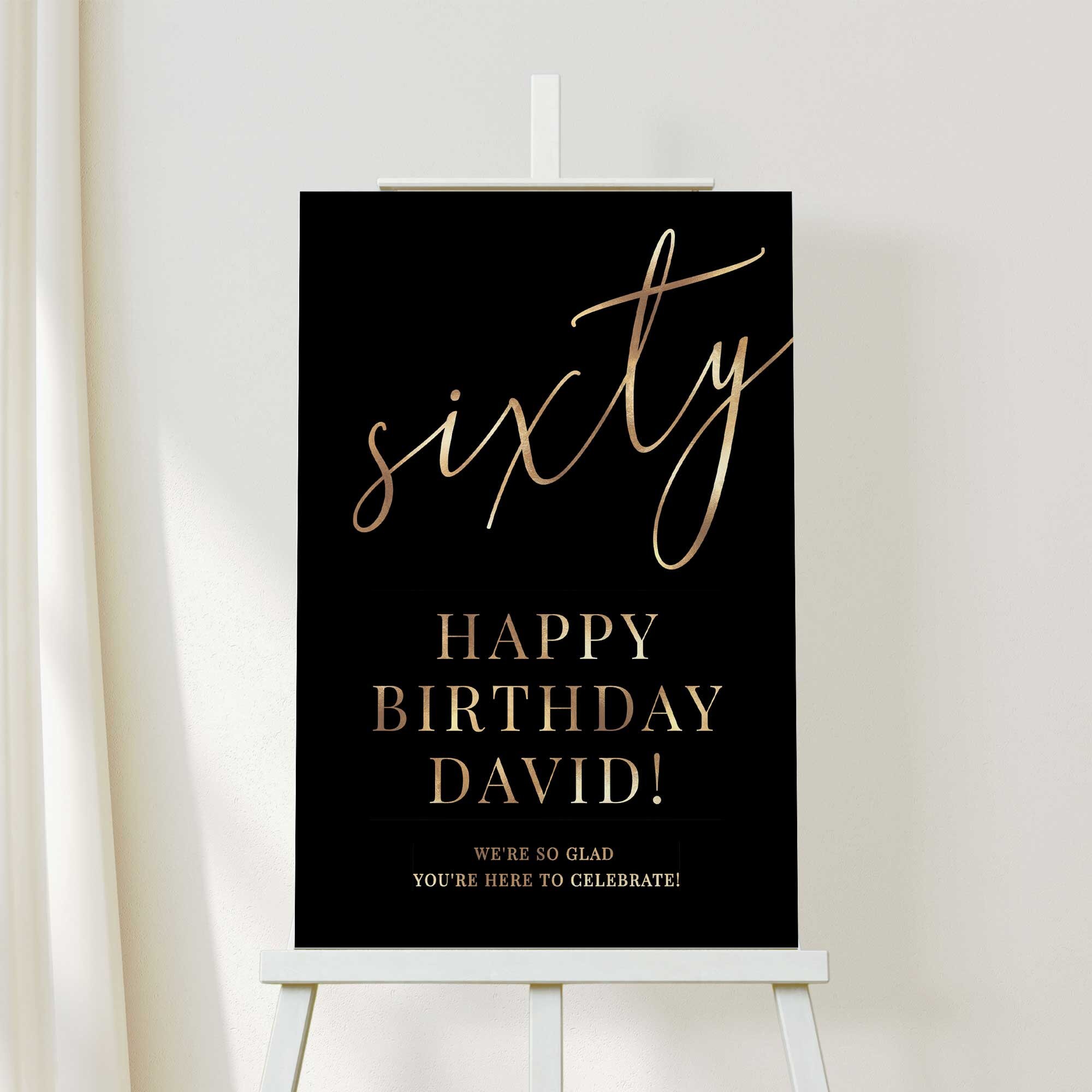 MACI Gold Foil 60th Birthday Welcome Sign Simple 60th Black - Etsy