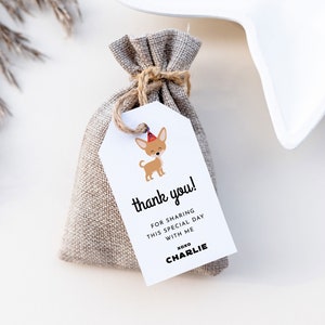 Puppy Birthday Favor Tags, Puppy Pawty Favour Tags, Puppy Thank You Tag ...