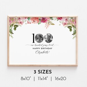 100th Birthday Signature Board Printable, 100th Birthday Photo Sign ...