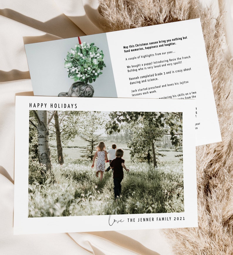 EDITABLE Christmas Cards With Photo Happy Holidays Christmas | Etsy