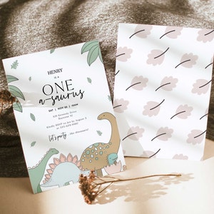 One-a-saurus Invites, Dino First Birthday, Dinosaur Birthday Invitation ...