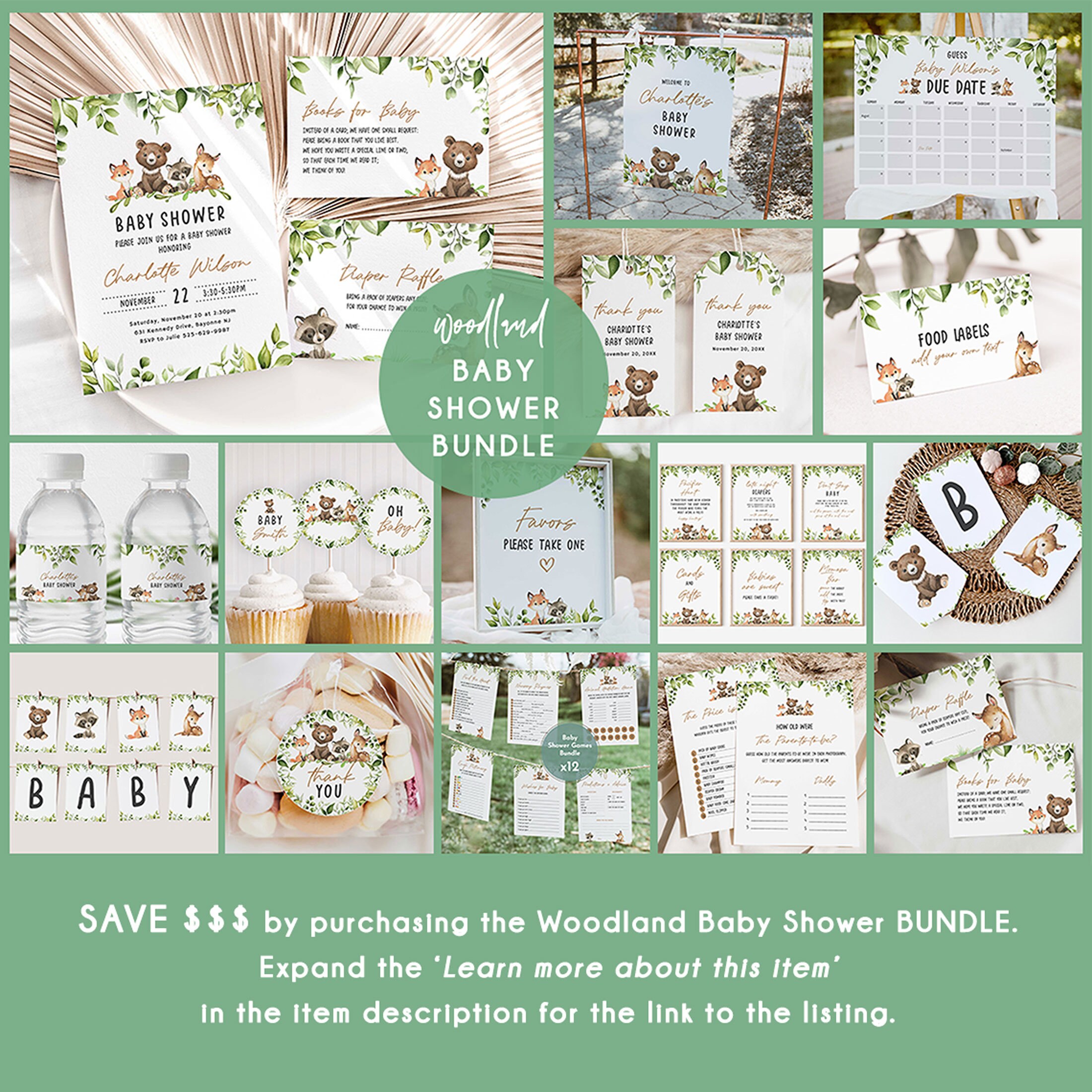 Woodland Baby Shower Games Bundle, Woodland Baby Shower Game, Name the ...