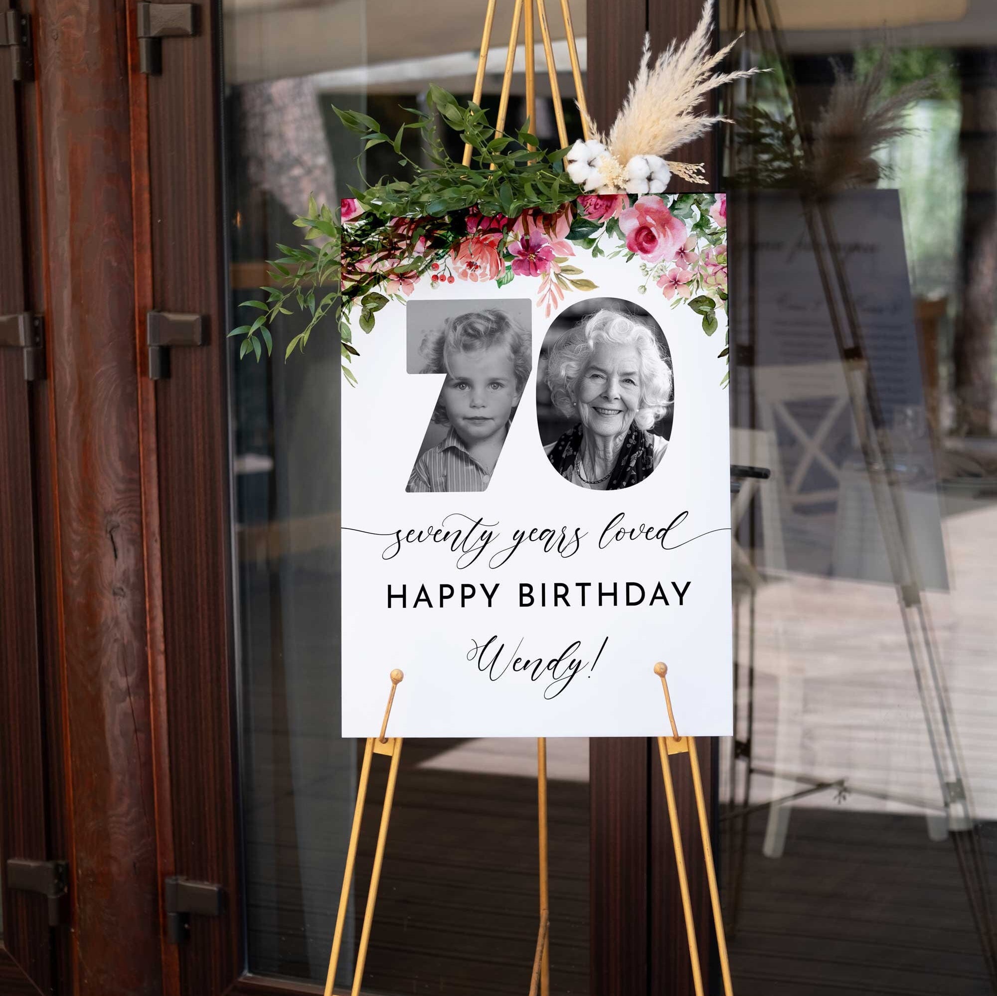 70 Years Loved Sign, 70th Birthday Welcome Sign, Floral 70th Welcome ...