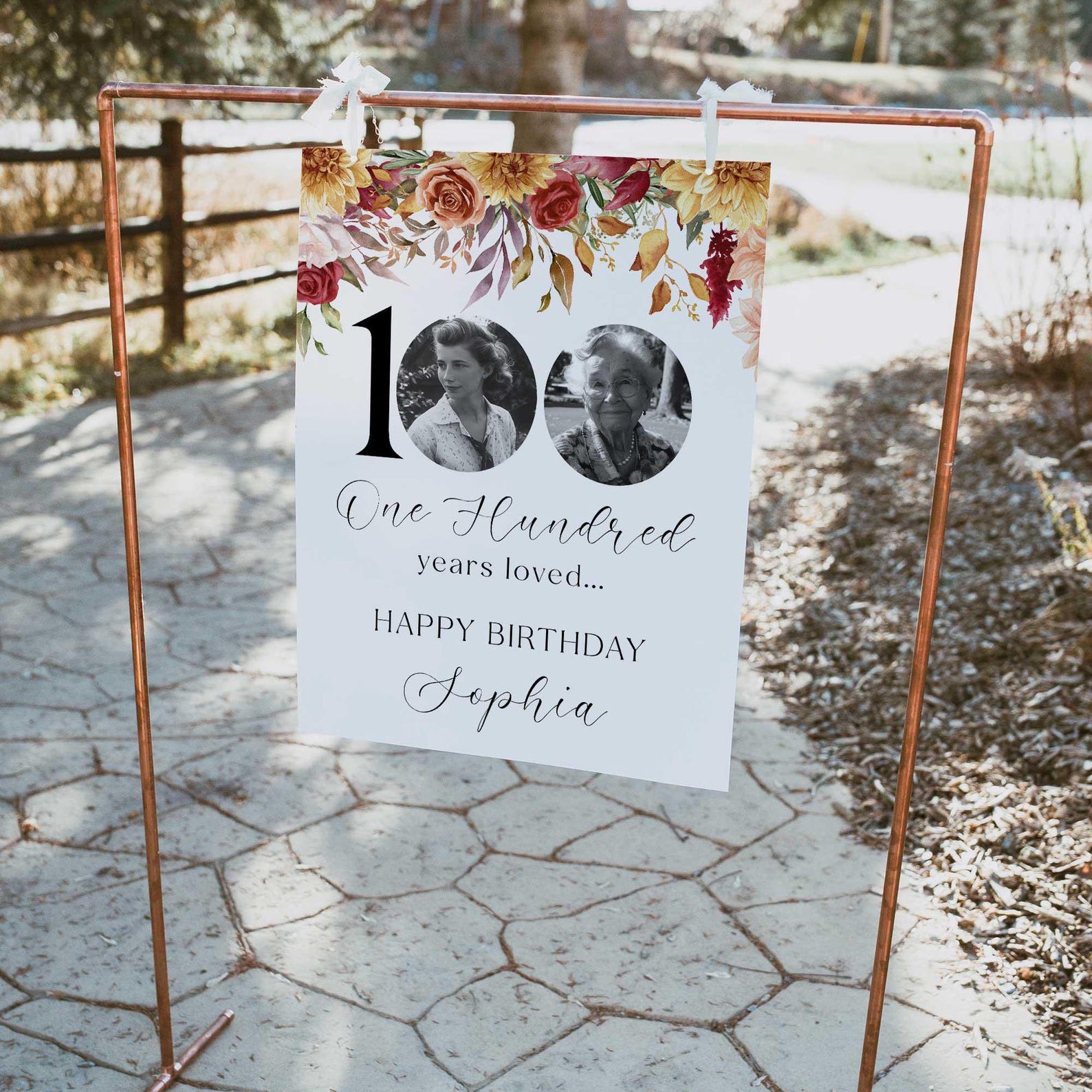 100th Birthday Welcome Sign, 100th Welcome Poster With Photo, Fall ...