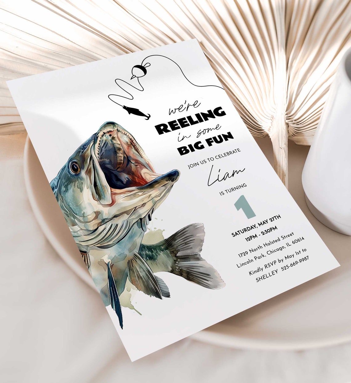 Bass Fishing Birthday Invitation, Fish Birthday Invitation, Bass ...