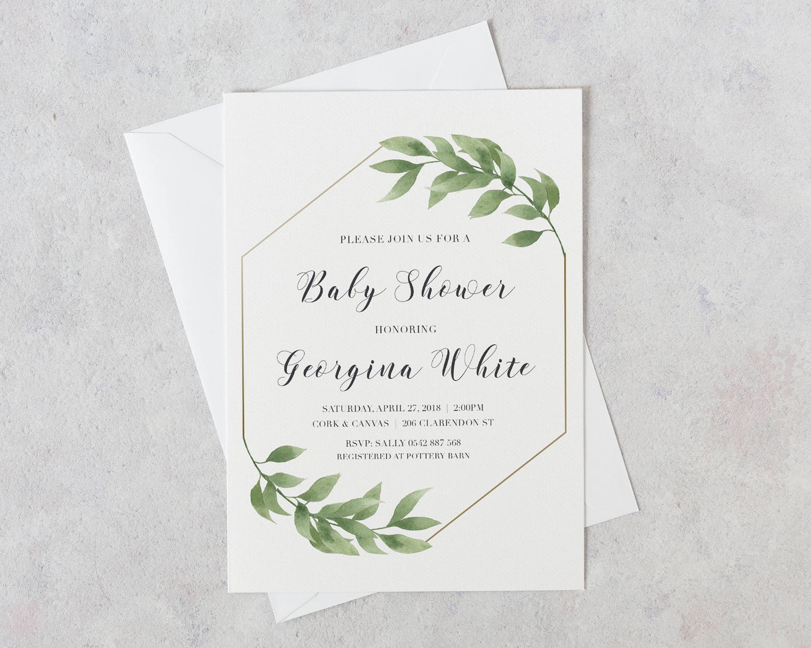 Baby Shower Invitation Greenery Baby Shower Invitation | Etsy