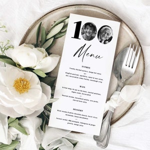 100th Birthday Menu Template, 100th Birthday Dinner Menu, 100th Menu ...