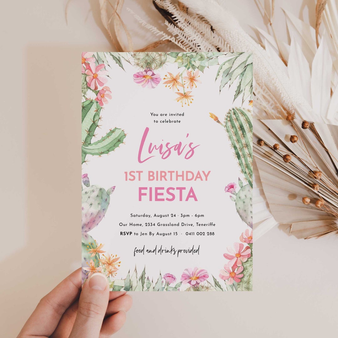 Fiesta 1st Birthday Invitation Fiesta Editable Template, Fiesta Girl ...