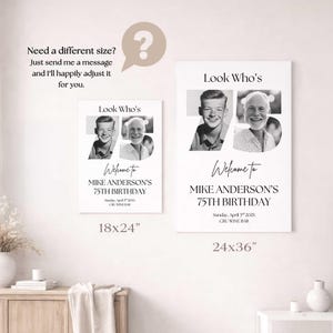 75th Birthday Welcome Sign, Look Who's 75 Sign, 75th Birthday Poster ...