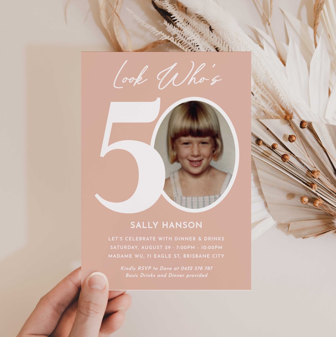 50th Invitation With Photo for Women, Look Who's 50, Female 50th ...